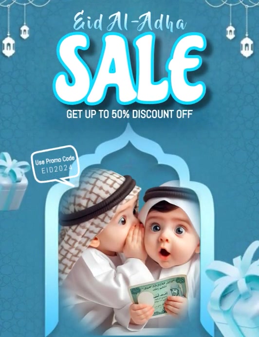 Blue Eid Al Adha Sale Flyer Template | PosterMyWall
