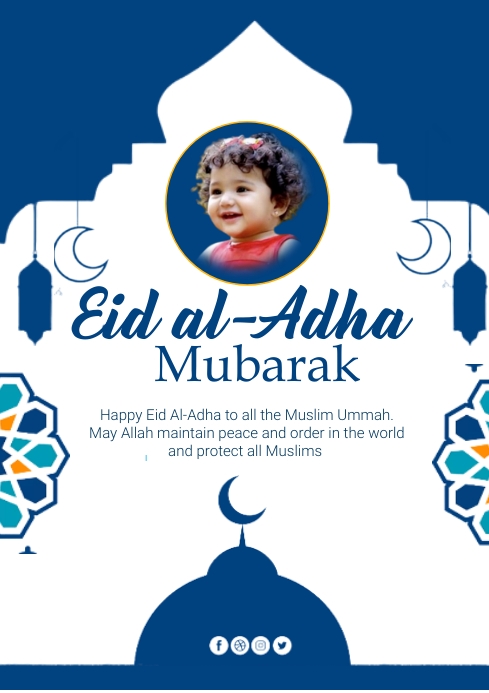 Blue Eid template | PosterMyWall