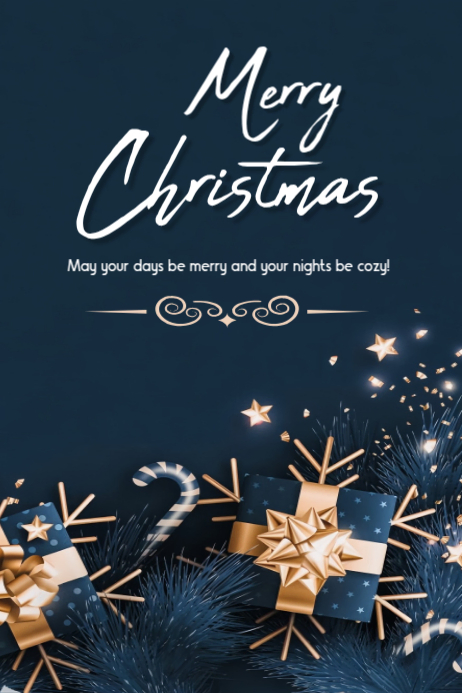 Blue Elegant Christmas Night Greeting Poster Template | PosterMyWall