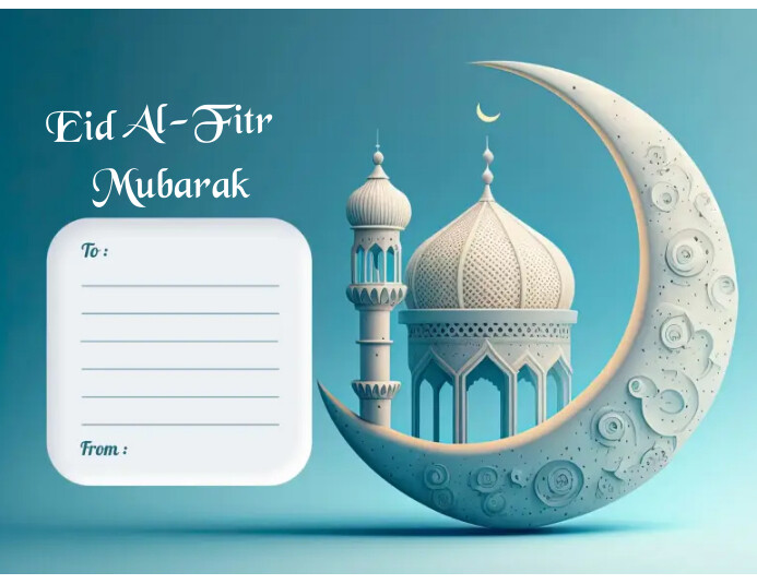 Blue Elegant Eid Al-Fitr Greeting Card Template | PosterMyWall