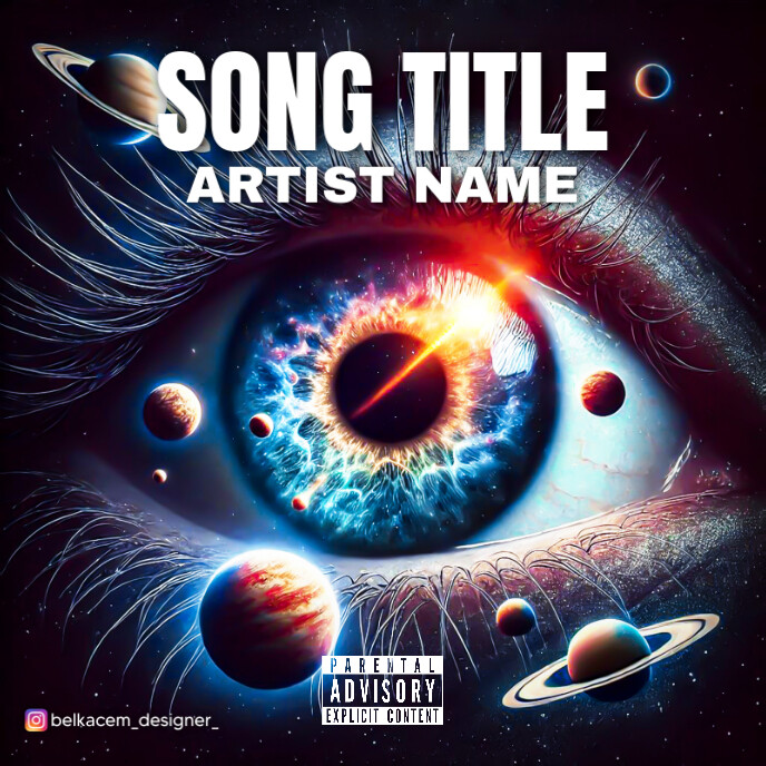 Blue eyes space Album cover art Template | PosterMyWall