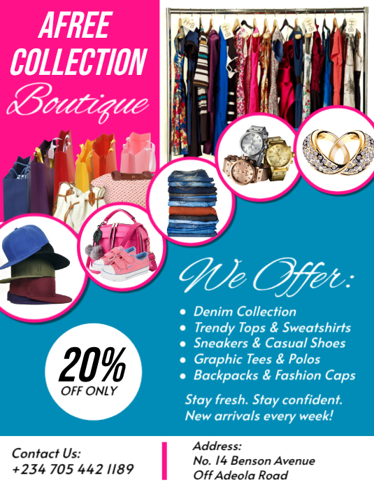 Blue Fashion Boutique Promotion Flyer Template | PosterMyWall