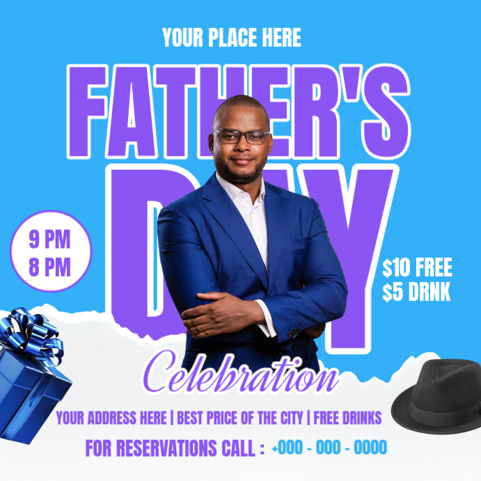 Blue Father's Day Celebration/ Father's Day Event Flyer/ Father's Day ...