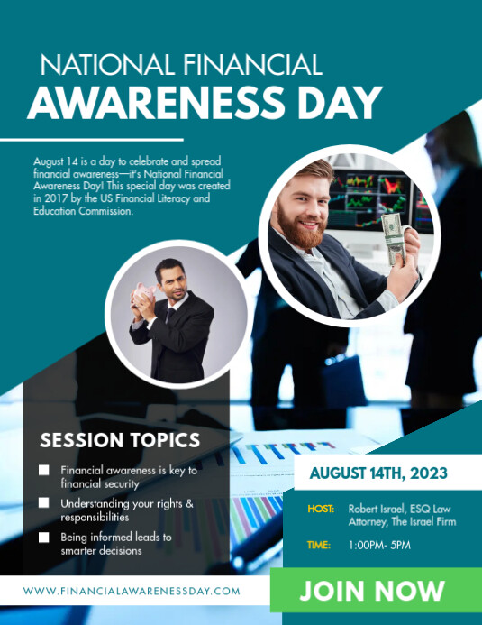 Blue Financial Awareness Day Poster Template | PosterMyWall