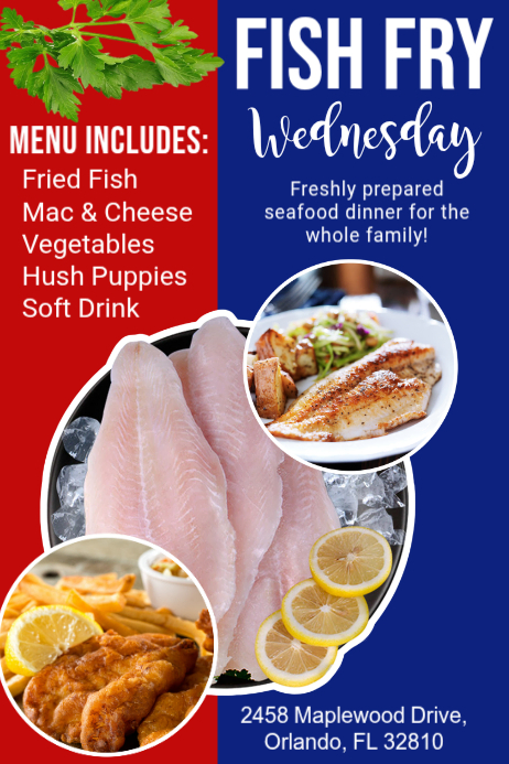 Blue Fish Fry Event Poster Template | PosterMyWall