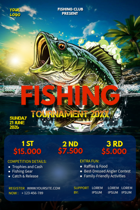 Blue Fishing Tournament Poster Template | PosterMyWall