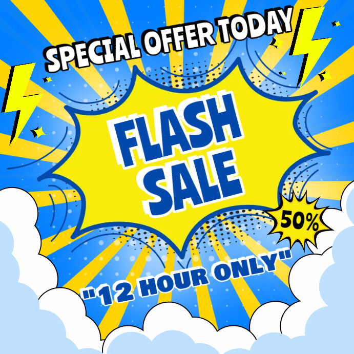 Copy of Blue Flash Sale Illustration Instagram Post | PosterMyWall