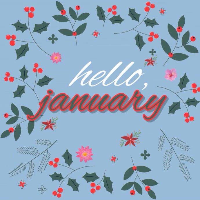 Blue Floral “hello January” instagram post Modelo | PosterMyWall