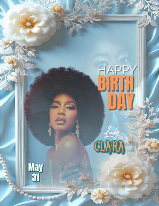 Blue Floral - Birthday Event Announcement Flyer (us Letter) Template ...