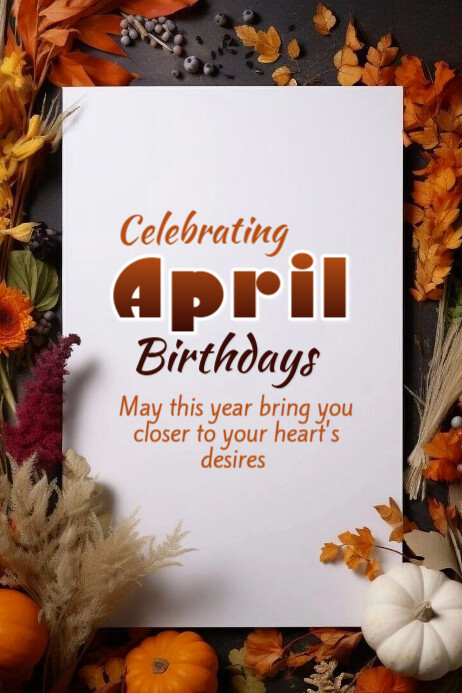 Blue Floral Celebrating April Birthdays Banner 4' × 6' Template ...