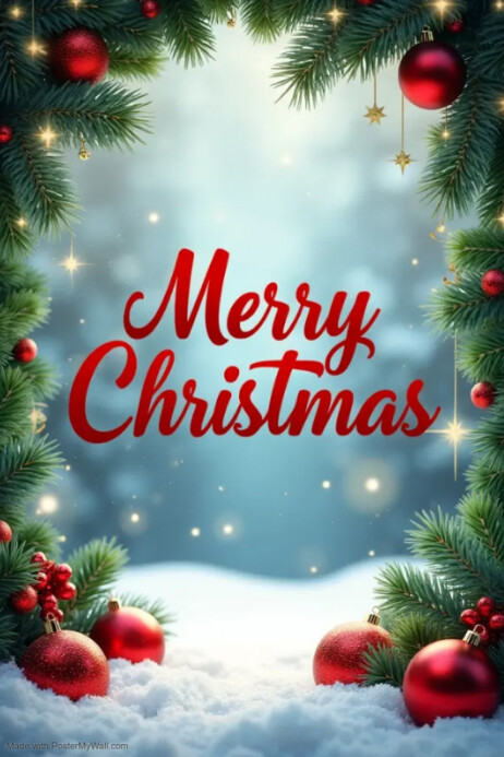 Blue Floral Christmas Template Poster | PosterMyWall