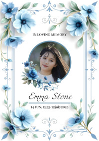 Blue Floral Funeral Welcome Sign Template | PosterMyWall
