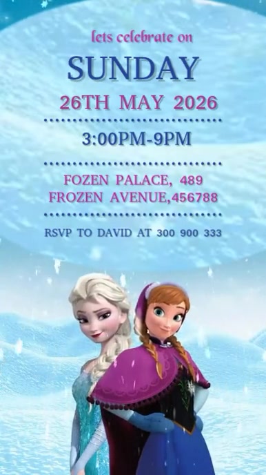 Blue Floral Frozen Animated Invitation Video เทมเพลต | PosterMyWall
