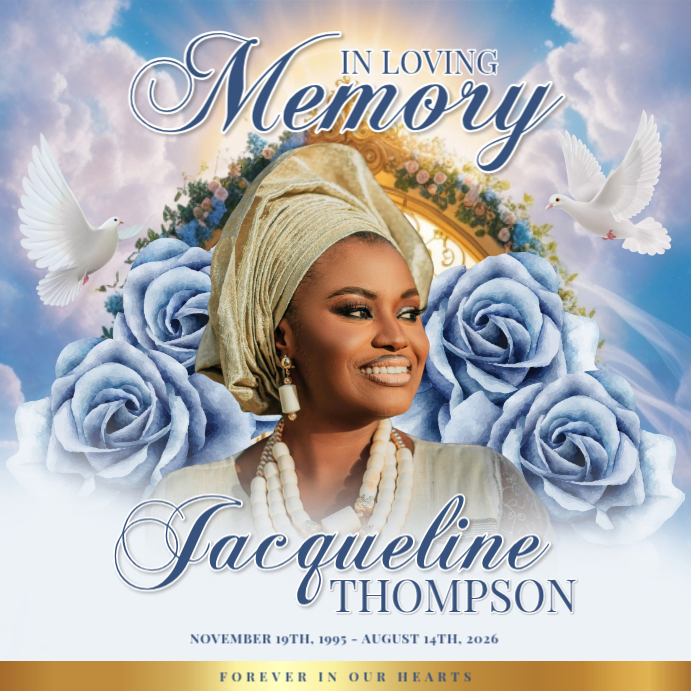 Blue Floral Funeral Program Instagram Post Template | PosterMyWall