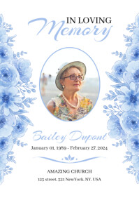 Blue Floral Funeral Welcome Sign Template | PosterMyWall