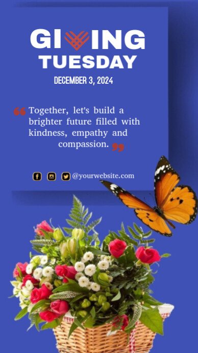 Blue Floral Giving Tuesday Instagram Story Template | PosterMyWall