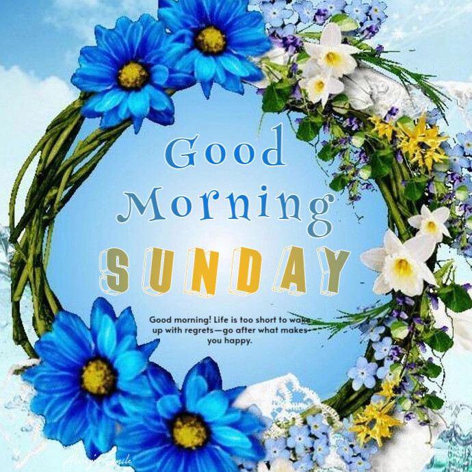 Blue Floral Good Morning Sunday Logo Template | PosterMyWall