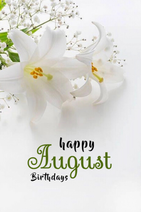 Blue Floral Happy August Birthdays Banner 4' × 6' Template | PosterMyWall
