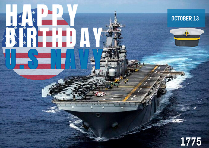 Plantilla de Blue Floral Happy Birthday Navy Postcard | PosterMyWall