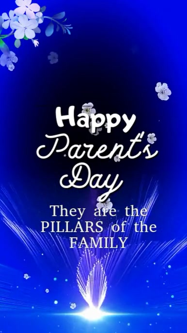 Blue Floral Happy Parents Day Whatsapp Status Template | PosterMyWall
