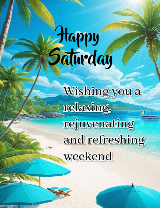 Blue Floral Happy Saturday Blessings Template Design Flyer (us Letter ...