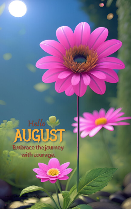 Blue Floral Hello August Kindle/book Covers Template | PosterMyWall