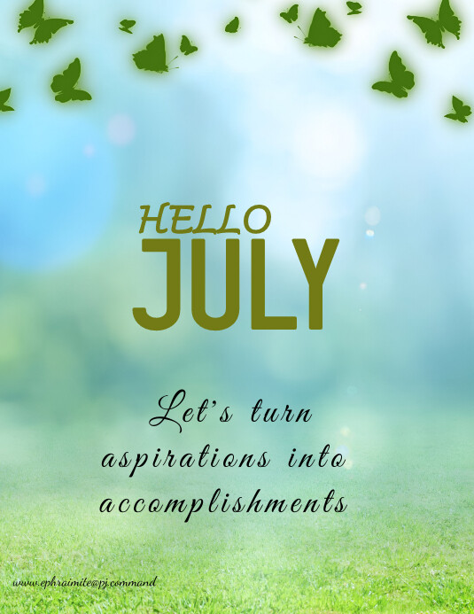 Blue Floral Hello July Flyer (us Letter) Template | PosterMyWall