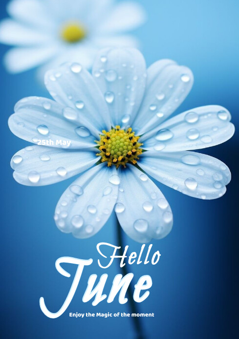 Copy of Blue Floral Hello June A4 | PosterMyWall