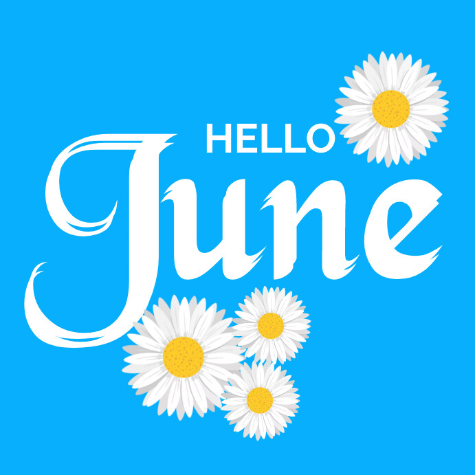 Plantilla de Blue Floral Hello June Instagram Post | PosterMyWall