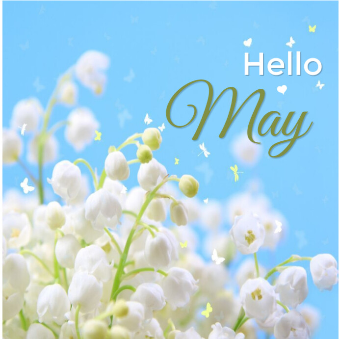 Blue Floral Hello May Instagram Post 2025 Template | PosterMyWall