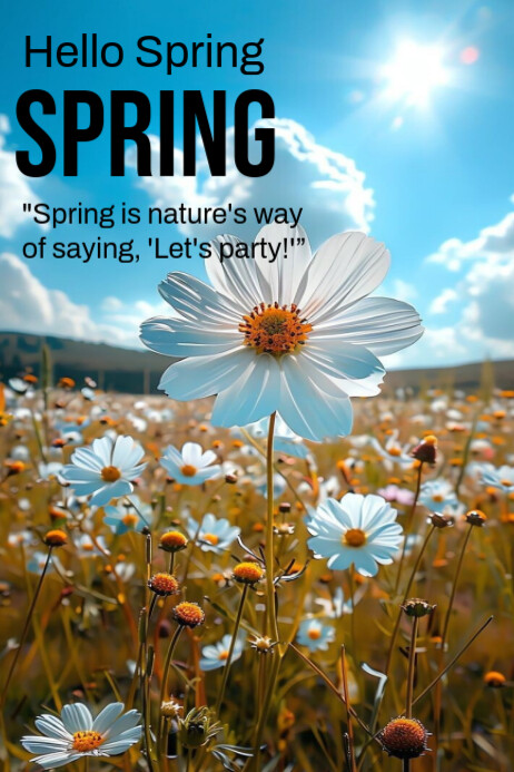Modèle Blue Floral Hello Spring Poster | PosterMyWall