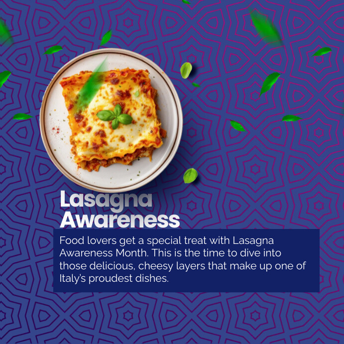 Copy of Blue Floral Lasagna Awareness Instagram Post | PosterMyWall