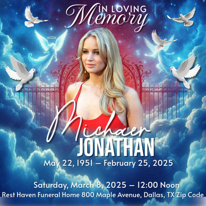 Blue Floral Memorial Funeral Announcement Flyer, Funeral Instagram Post ...
