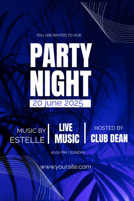 Blue Floral Party Night Poster Template | PosterMyWall