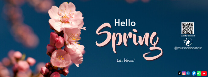 Blue floral Professional Hello Spring lets bloom Facebook Cover Photo ...