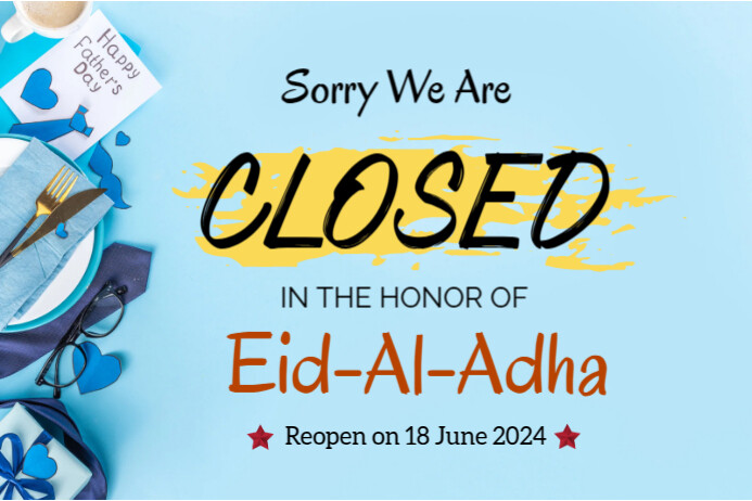 Blue Floral Sorry We're Closed On Father's Da Template | PosterMyWall
