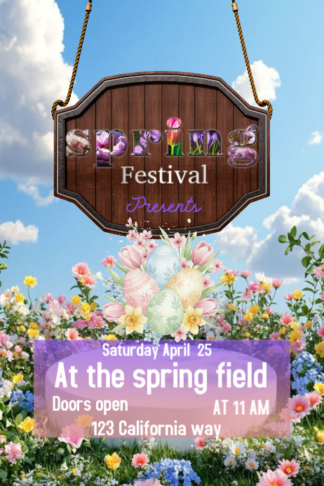 Blue Floral Spring Festival Poster Template | PosterMyWall