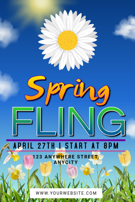 Modèle Blue Floral Spring Fling Poster | PosterMyWall