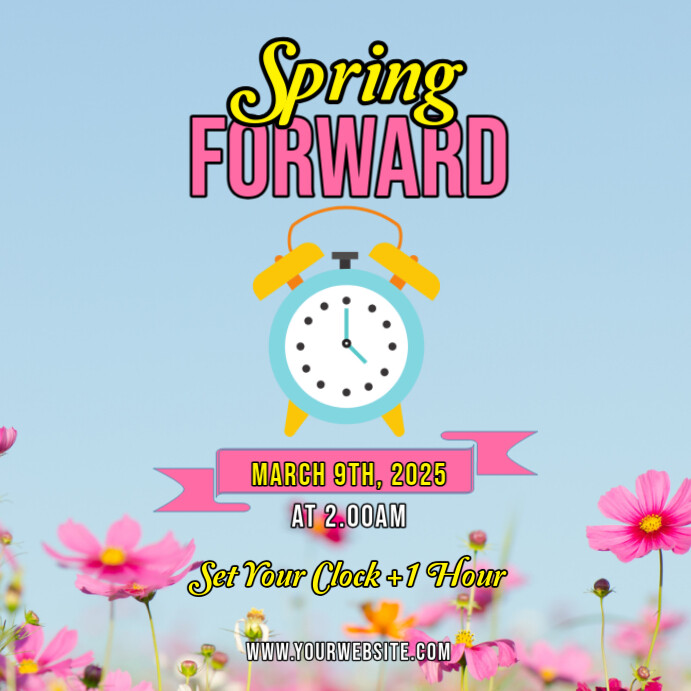 Blue Floral Spring Forward Pos Instagram Template | PosterMyWall