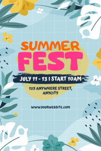 Blue 3d Summer Fest Poster Template | PosterMyWall