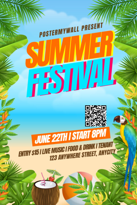 Plantilla de Blue Floral Summer Festival Poster | PosterMyWall