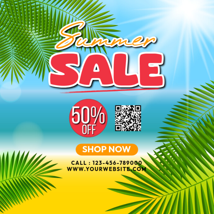 Blue Floral Summer Sale Pos Instagram Template | PosterMyWall