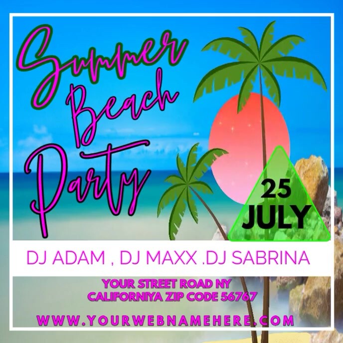 Blue Floral Summmer Beach Party Album Cover Modelo | PosterMyWall