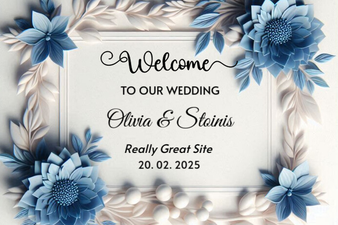Plantilla de Blue Floral Wedding Welcome Sign Poster | PosterMyWall