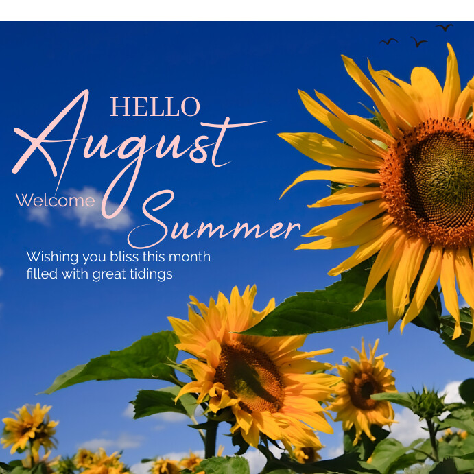 Blue Floral Welcome August Instagram Post Templat | PosterMyWall