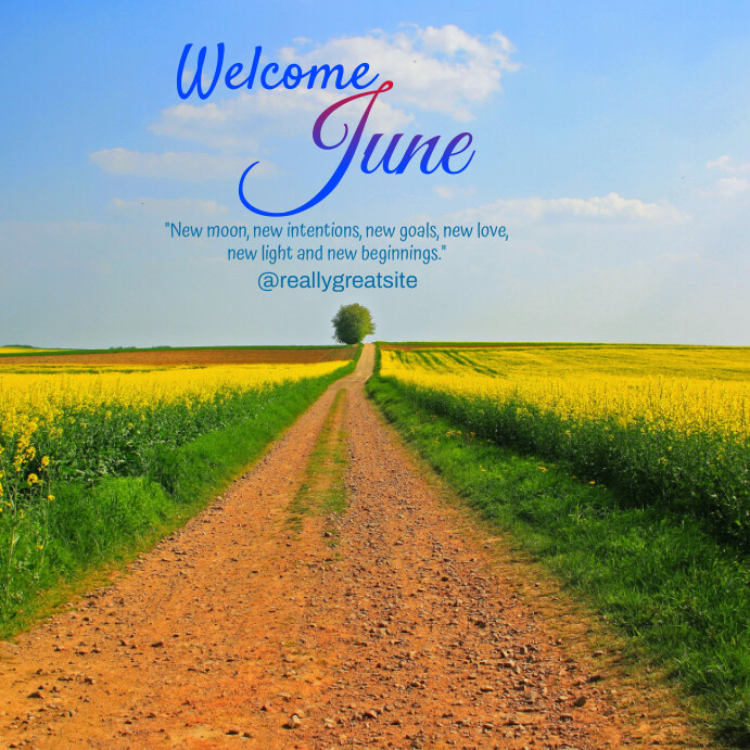 Blue Floral Welcome June Instagram Post Templat | PosterMyWall