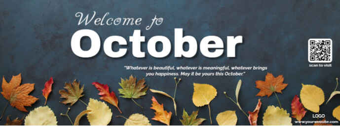 Blue Floral Welcome To October custom flyer design for businesses ...