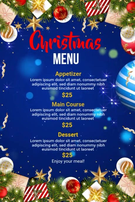 Copy of Blue Floral Xmas Menu Pinterest Graphic | PosterMyWall