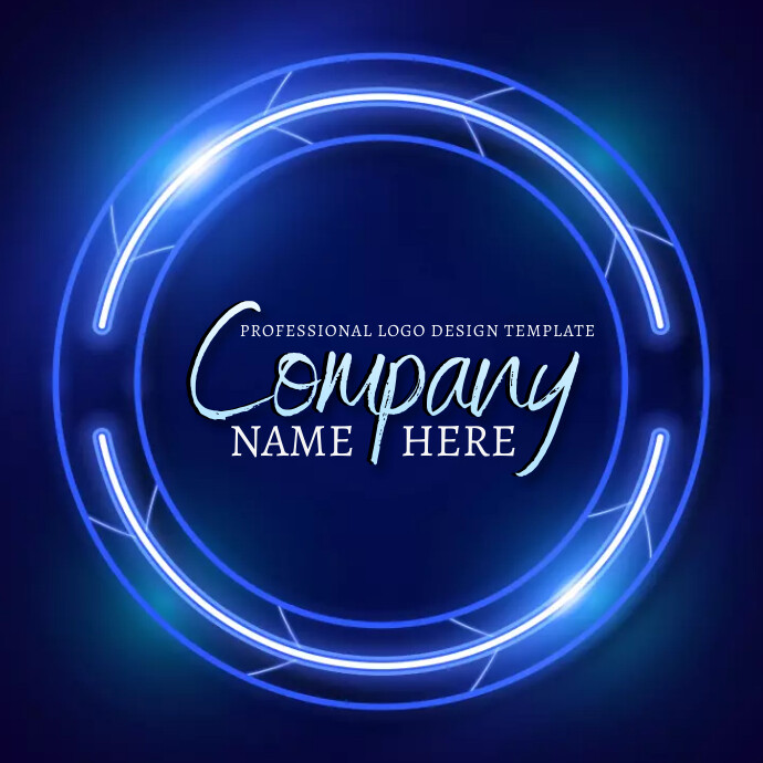 blue florescent glowing circle logo design Template | PosterMyWall