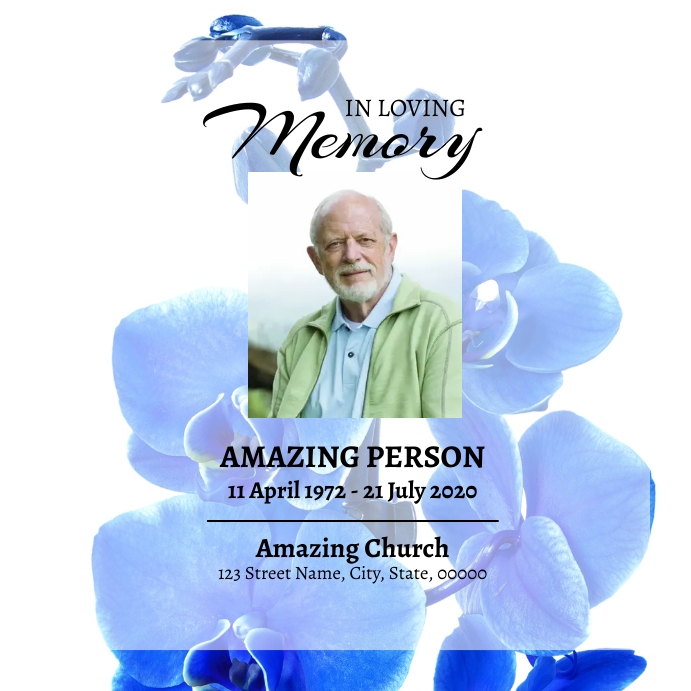 Blue flower Funeral Instagram post templat Template | PosterMyWall